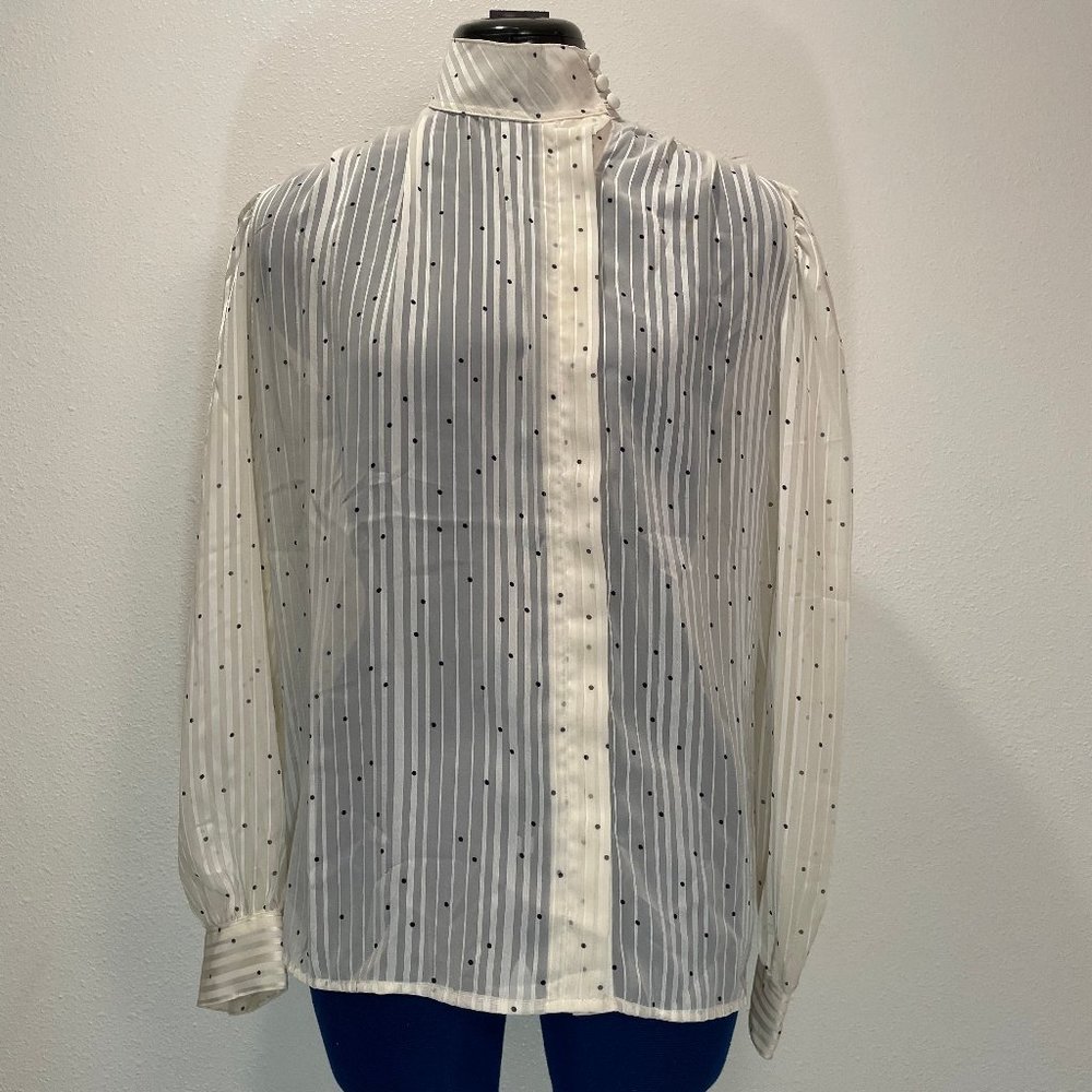 Vintage Sakowitz White Striped With Black Polka Dot S… - Gem